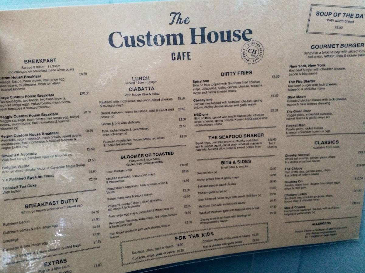 Menu at Custom House Cafe, Weymouth