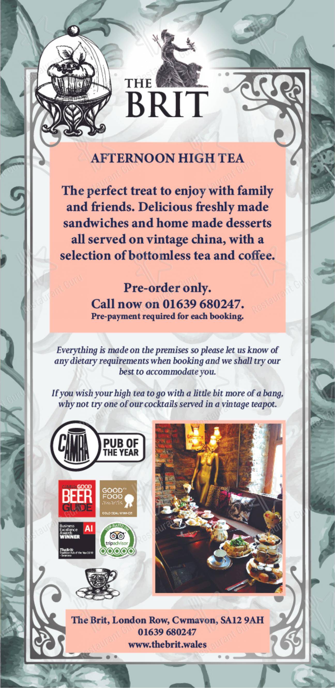 Menu at The Brit Pub, Port Talbot