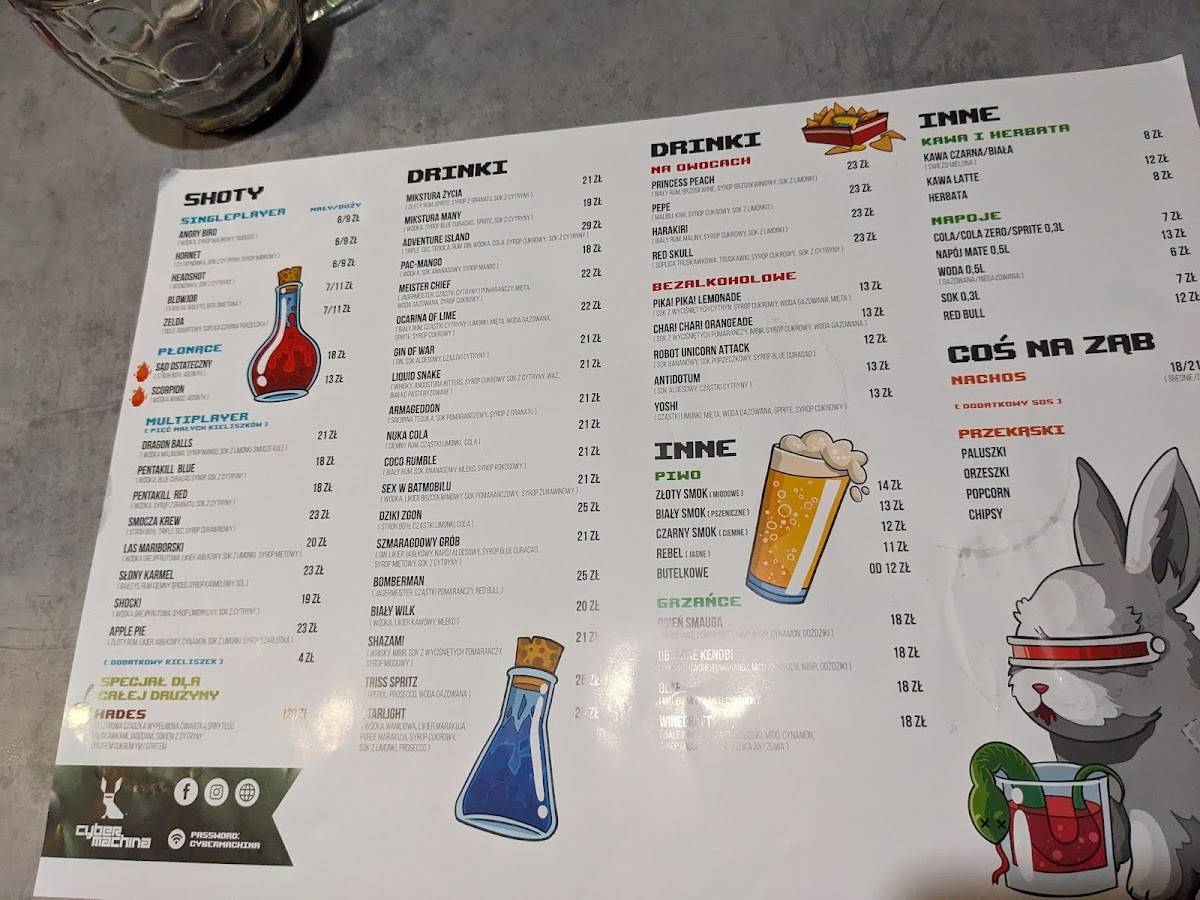 Menu at Cybermachina pub & bar, Torun