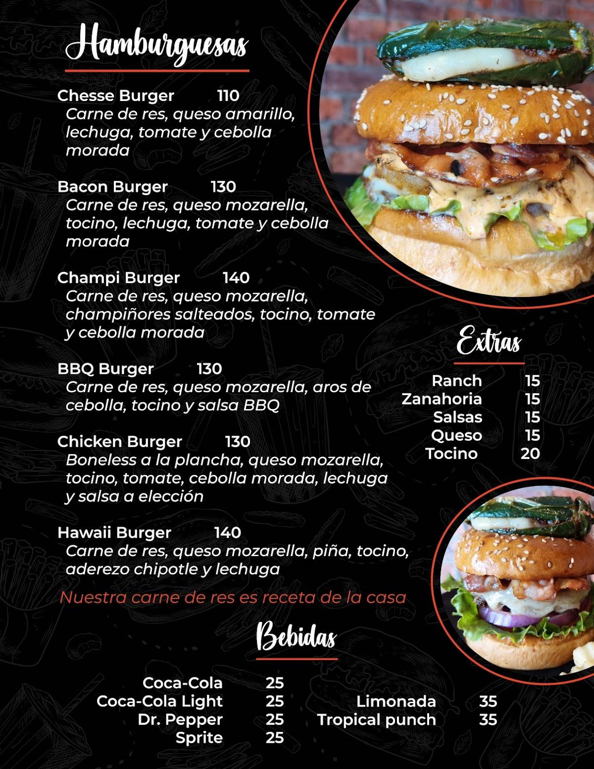 Carta del restaurante DD’s Boneless & Burgers, Reynosa