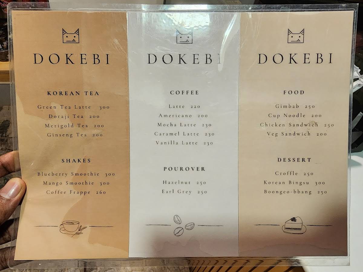 Menu at DOKEBI Café@INKO Centre, Chennai
