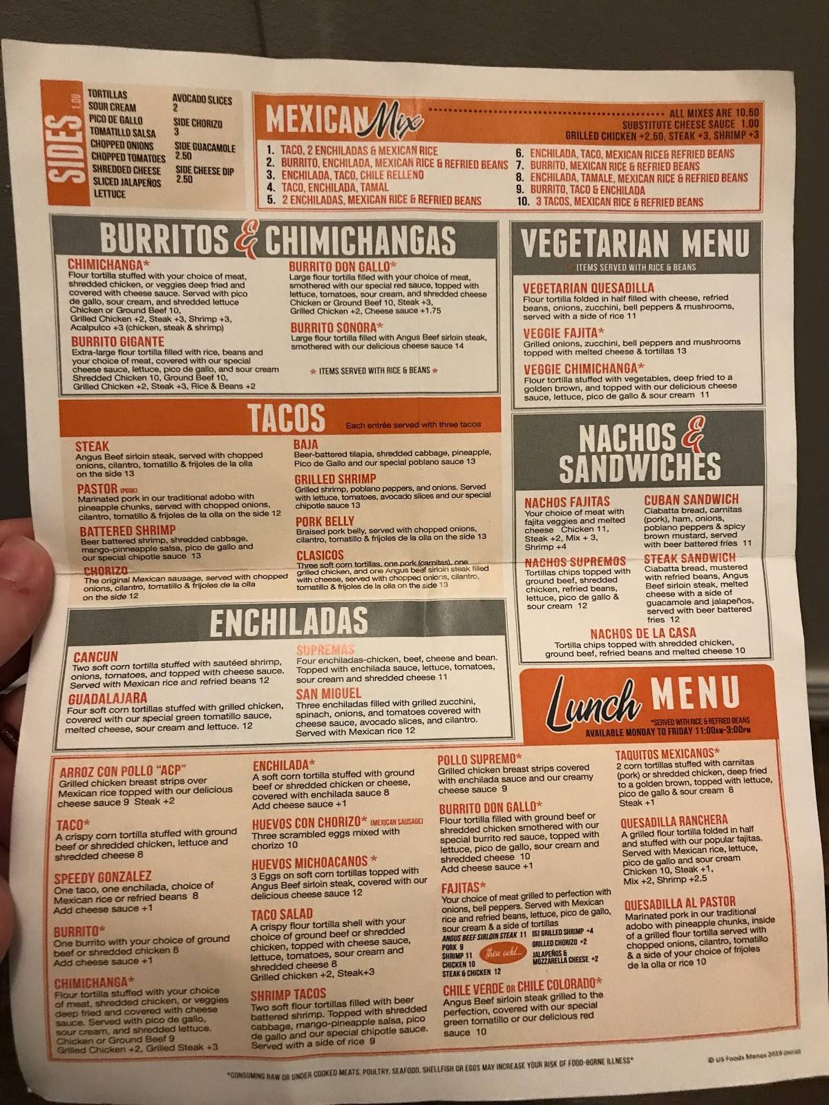 Menu at DON GALLO restaurant, Knoxville, Choto Markets Way