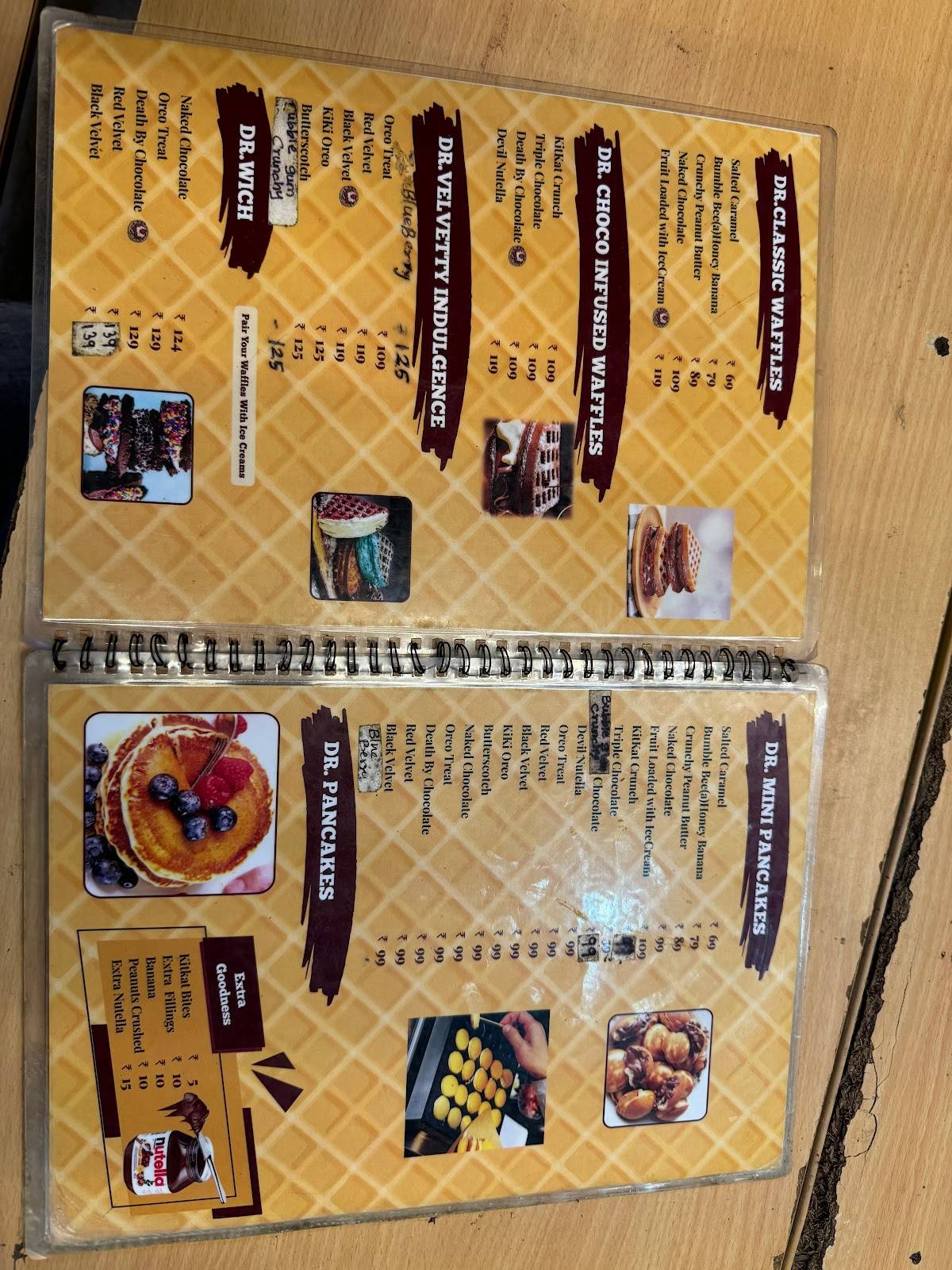 Menu at DR.Waffles, Chennai