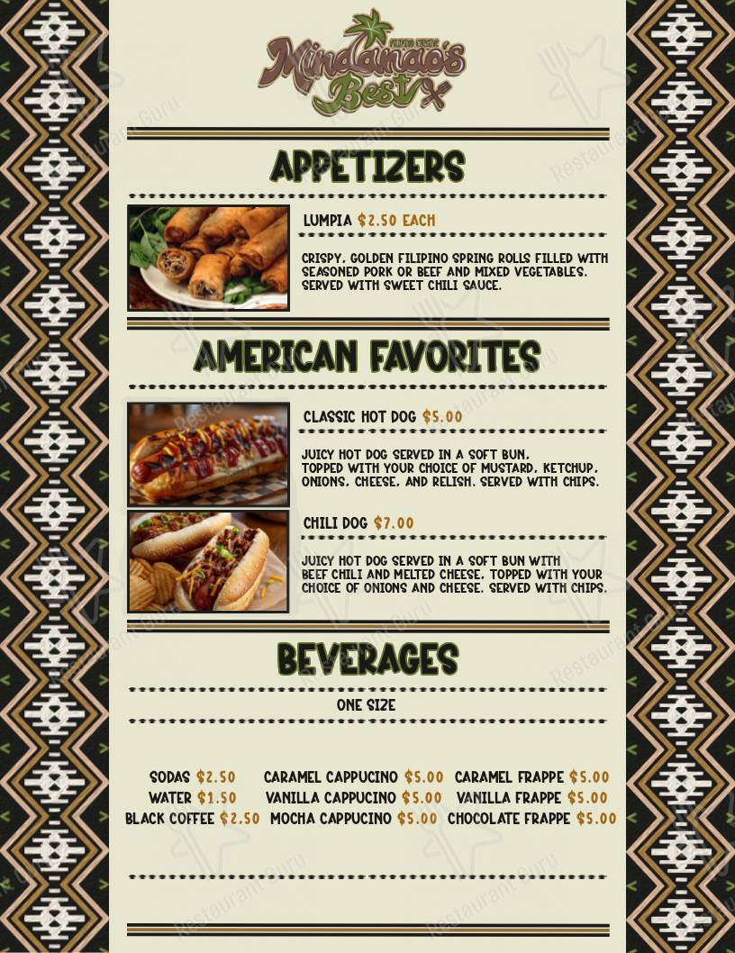 Menu at DTF Trading, Myrtle Point