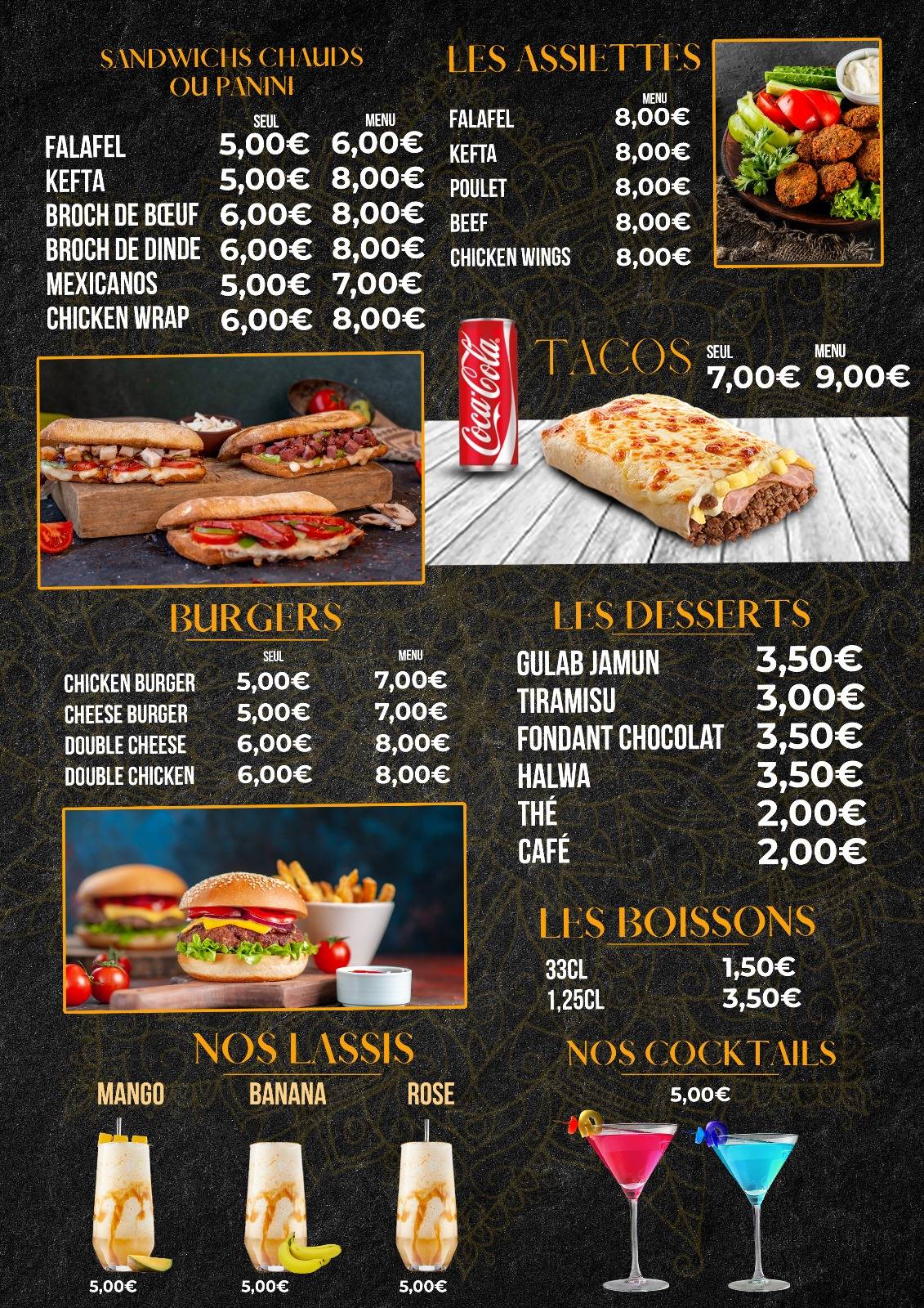 Menu au DUNYA Restaurant, Lille