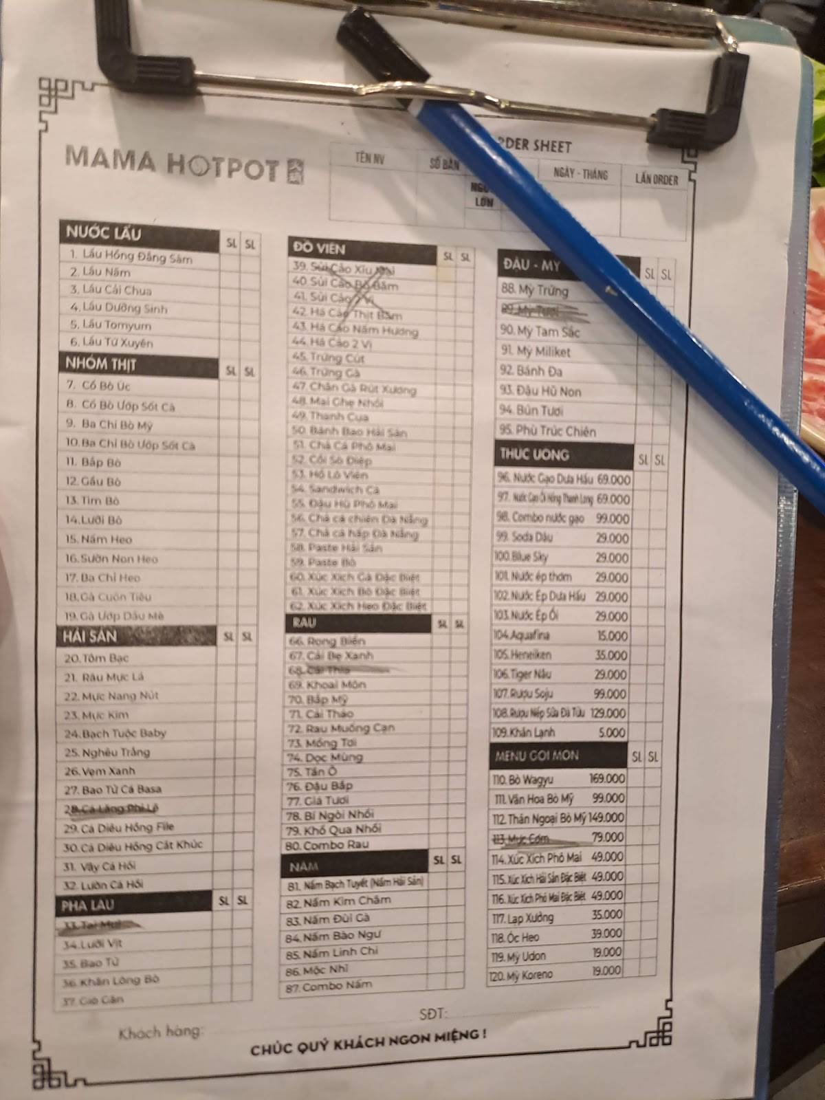 Carta del restaurante MAMA HOT POT Buffet (Chi Nhánh Võ Văn Kiệt), Đà ...