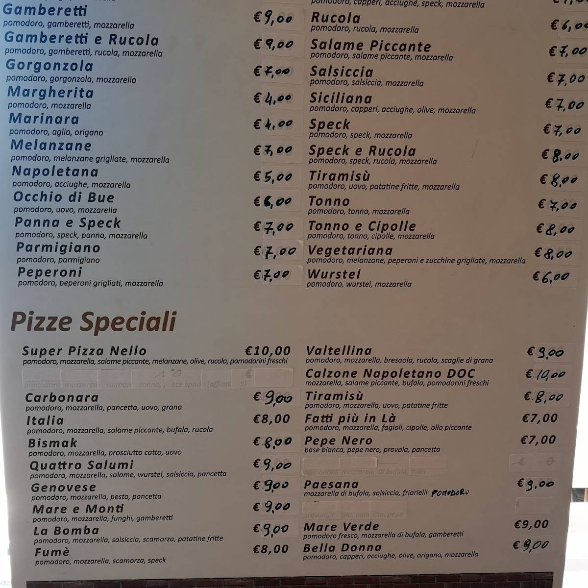 Menu da Da Nello ristorante, Briga Novarese