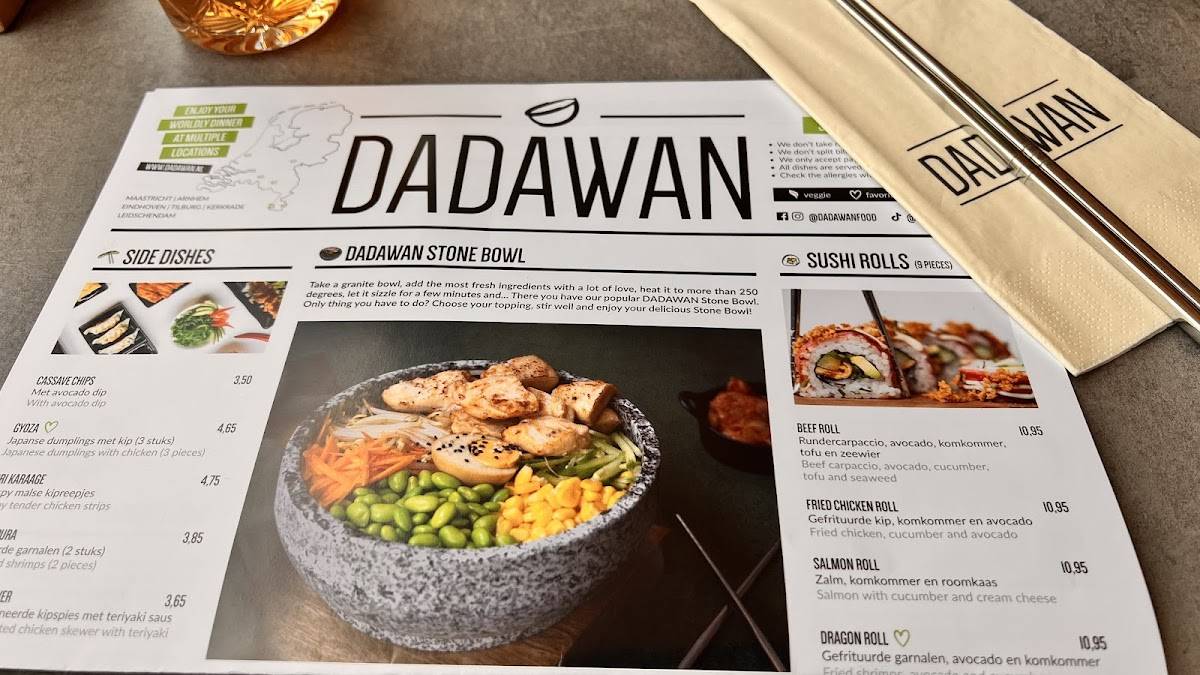 Menu at Dadawan Kerkrade, Kerkrade