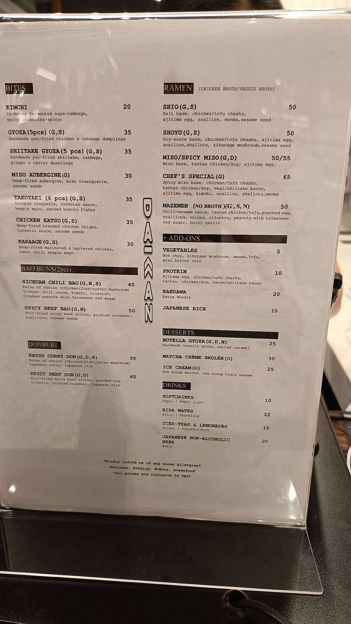 Menu at Daikan Ramen - Nakheel Mall Depachika Food Hall restaurant, UAE