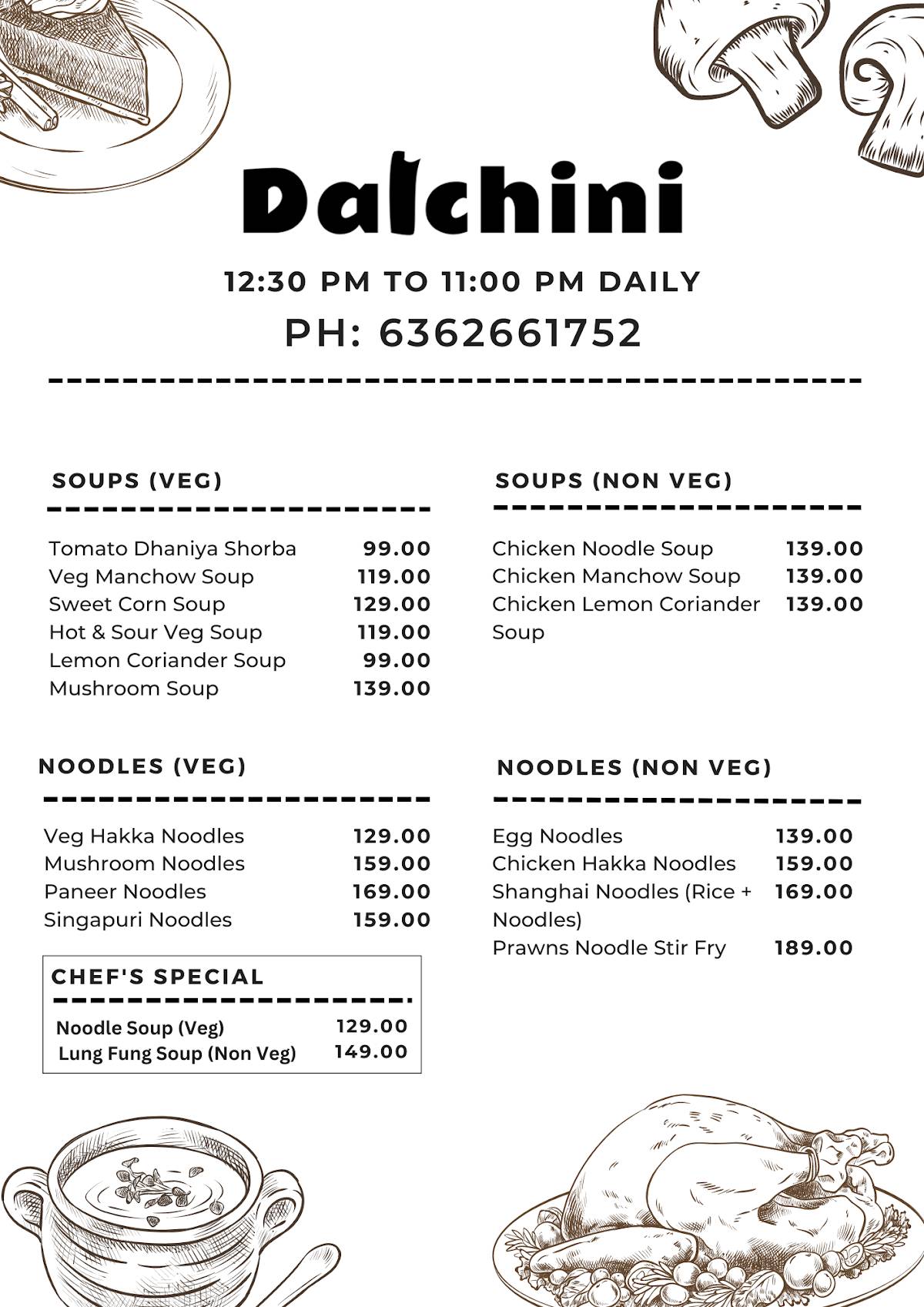 Menu at Dalchini Family Restaurant, Bengaluru