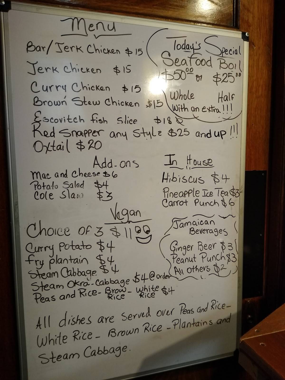 Menu at Dalia’s Caribbean Kitchen restaurant, Youngstown