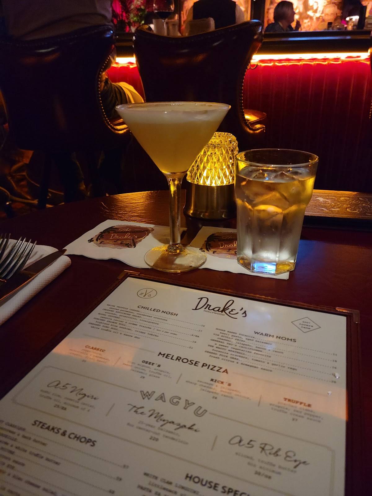 Menu at Drake's Hollywood restaurant, Dallas