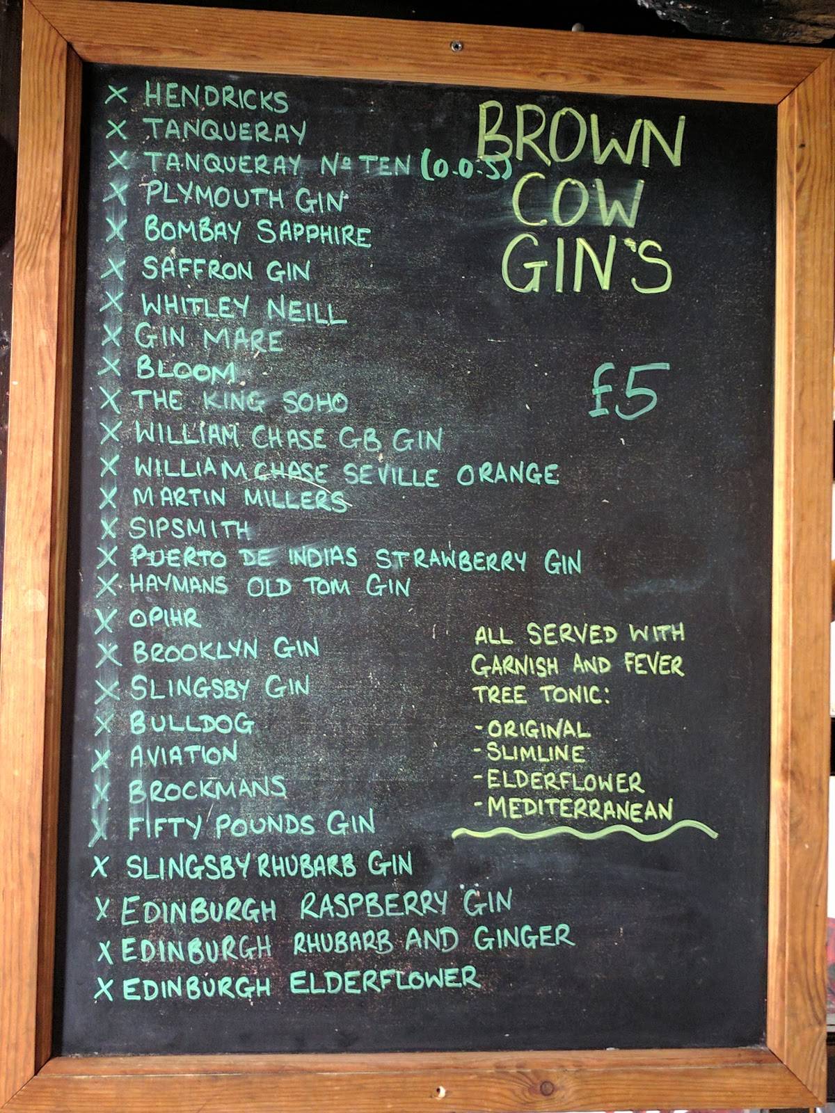 Menu at Brown Cow pub & bar, Dalton-in-Furness