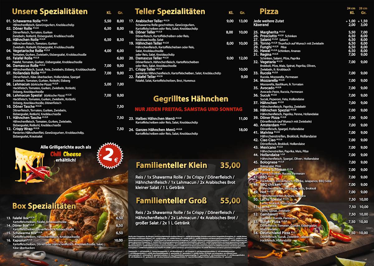 Speisekarte von Damascus Grill restaurant, Ahaus
