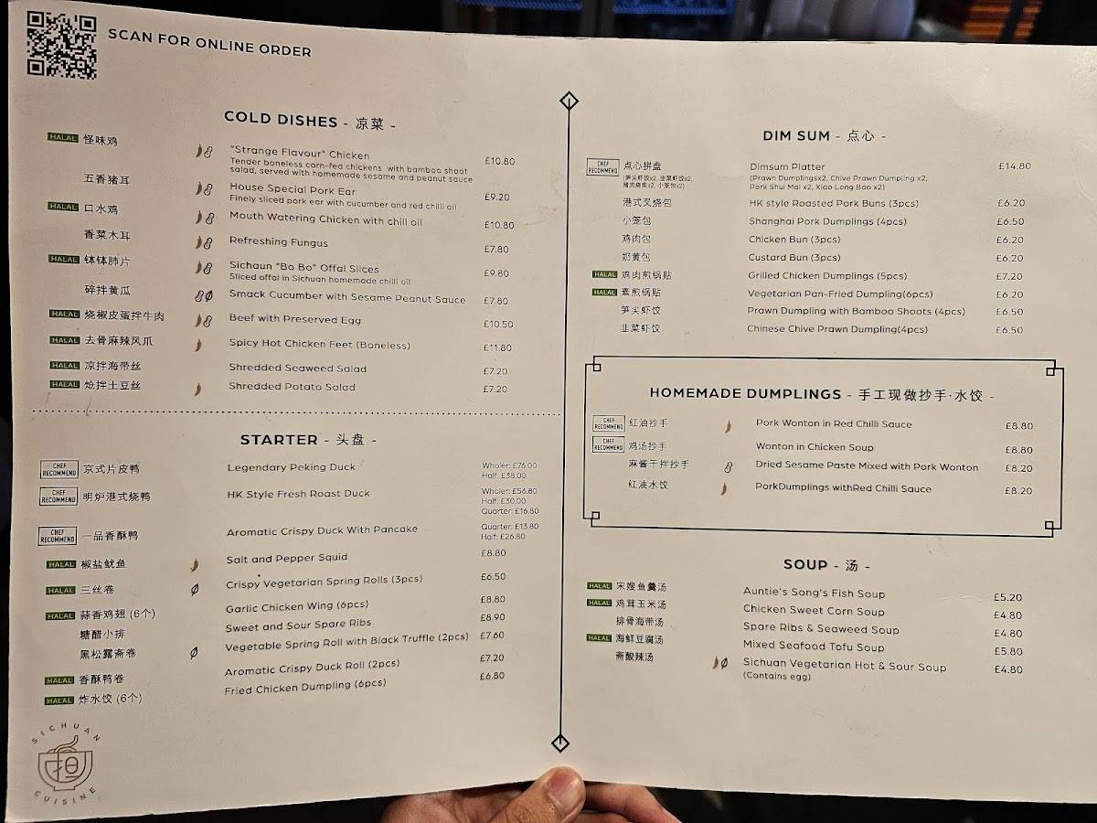 Menu at DanDan London Bridge restaurant, London