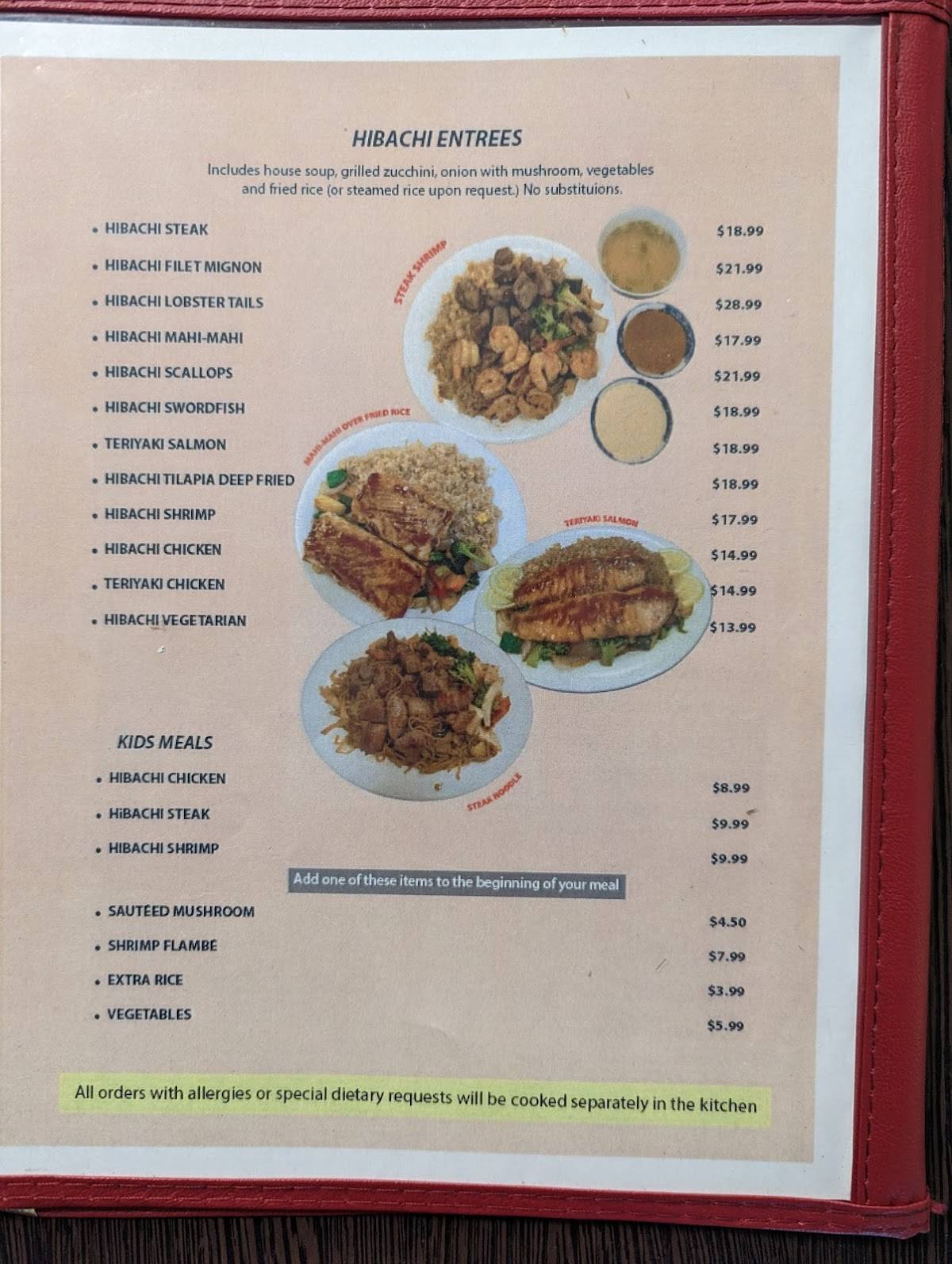 Menu at Massaki Hibachi & Sushi Bar, Danville