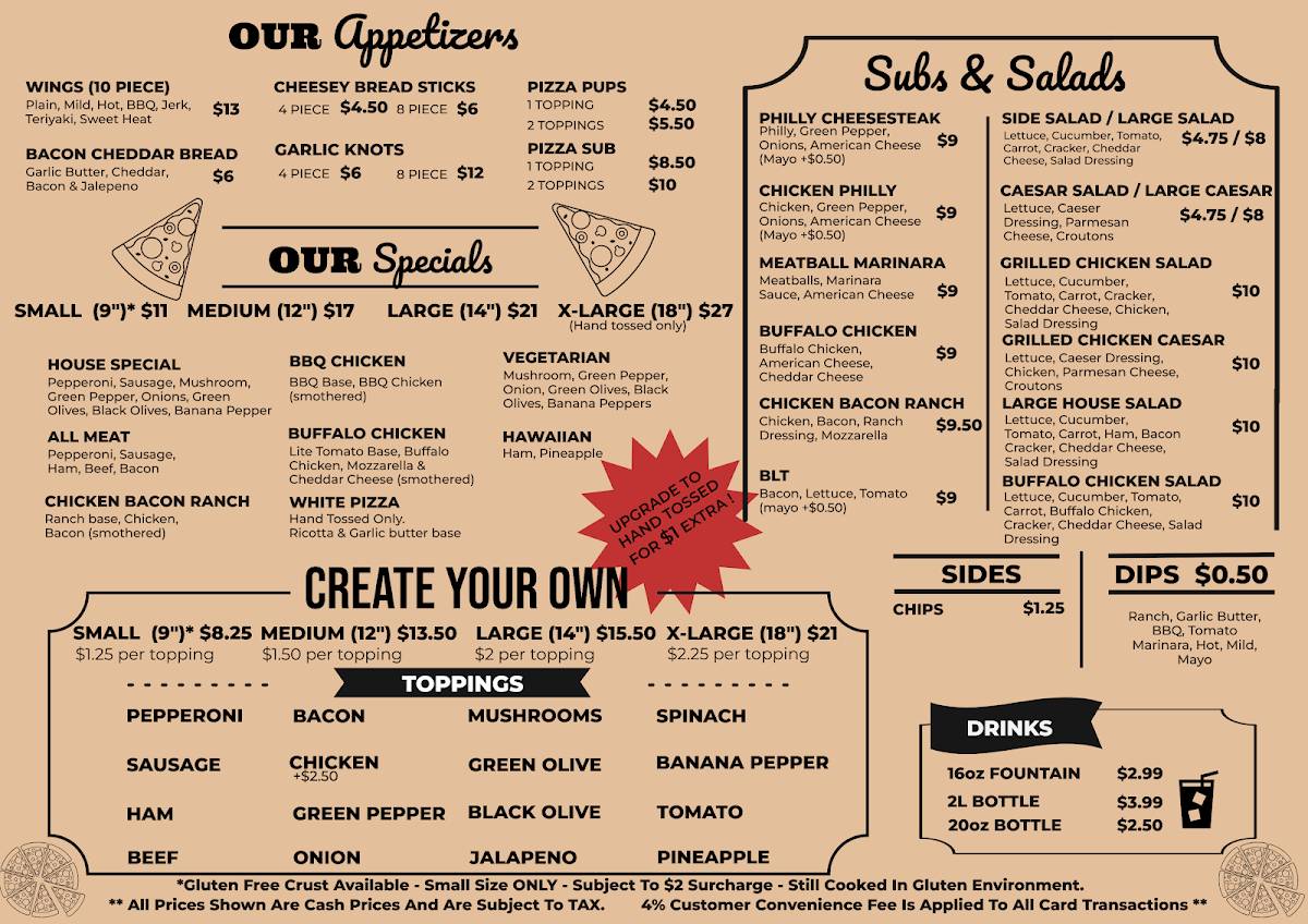 Menu at Davids Pizza & Restaurant, Lebanon