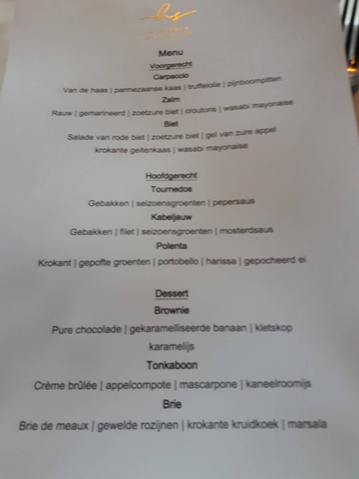 Speisekarte von De Heeren van Soelen, Zoelen