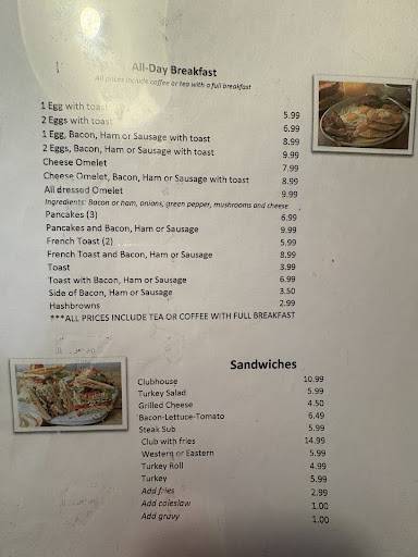 Menu at Deano's Restaurant, Plaster Rock