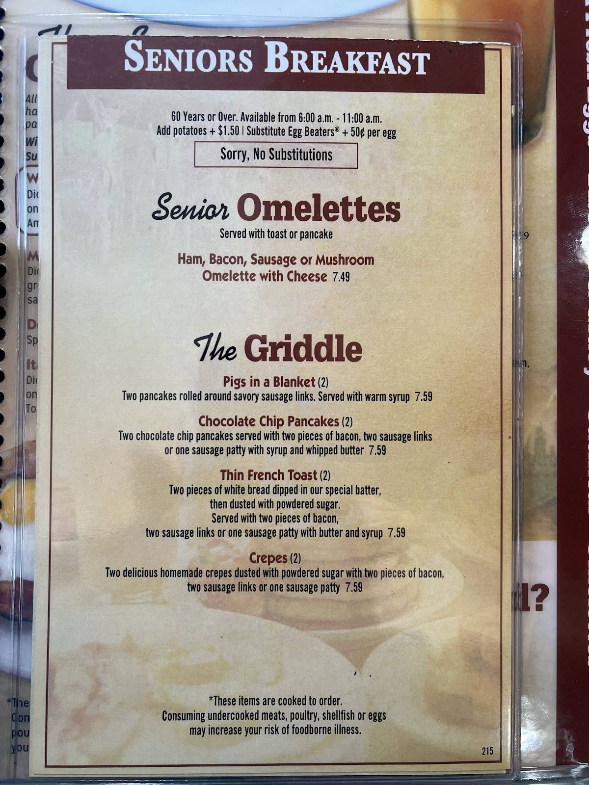 Menu at Deerfield Family Restaurant, East Moline