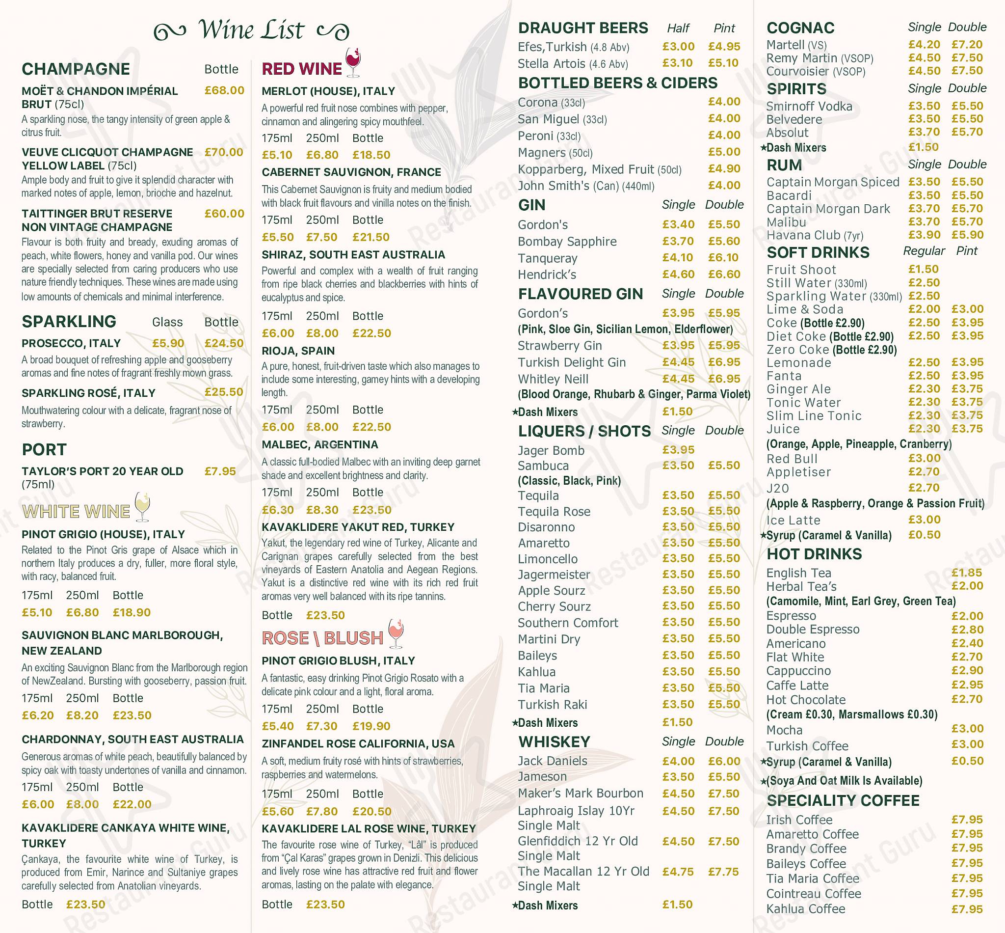 Menu at Deli Felice Turkish Cuisine restaurant, Stalybridge