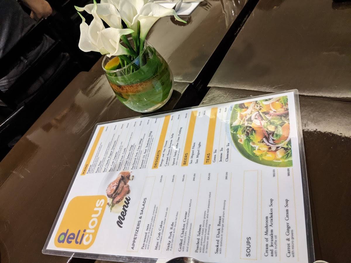 Menu at Delicious restaurant, Bacolod