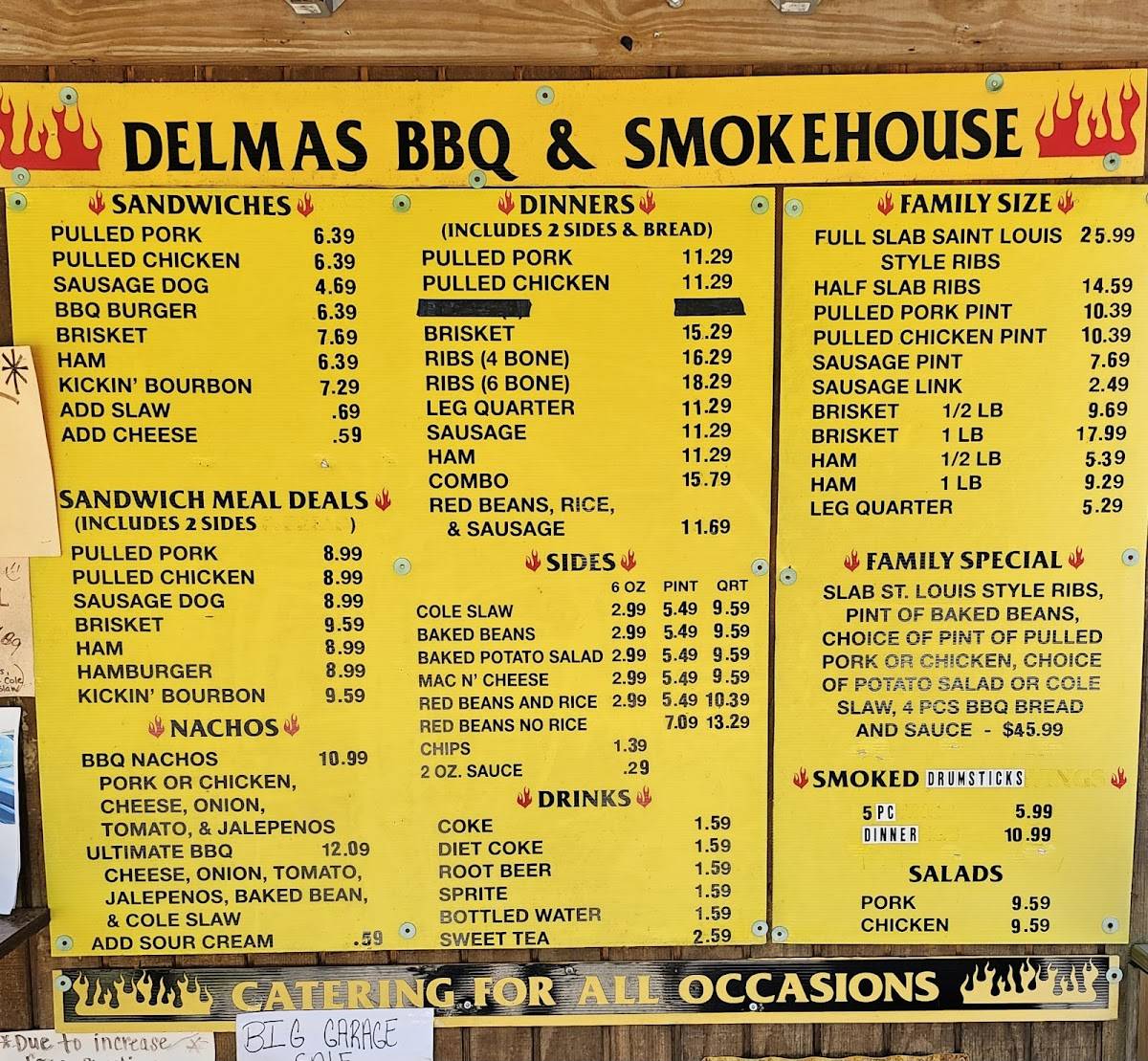 Menu at Delmas BBQ & Smokehouse, Hurley
