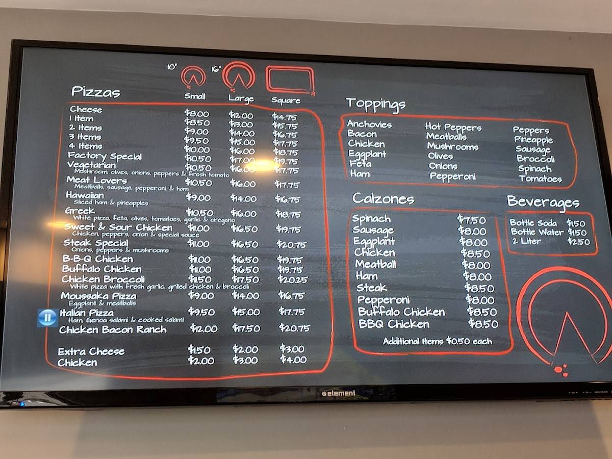 Menu at Demo's Pizza Factory pizzeria, Warwick, Warwick Ave
