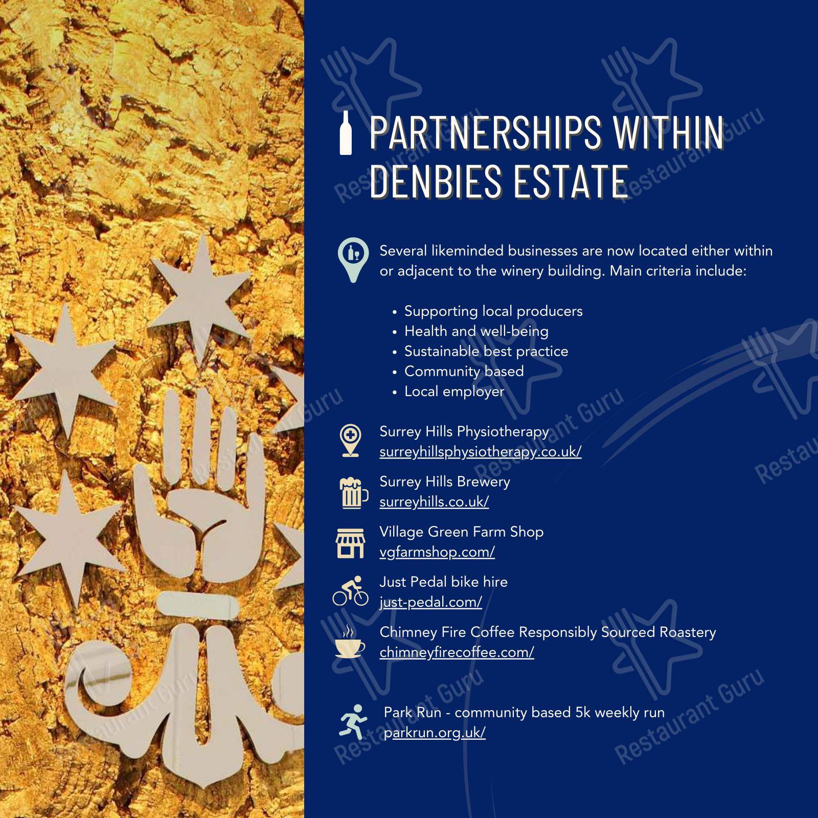 Menu at Denbies Wine Estate restaurant, Dorking