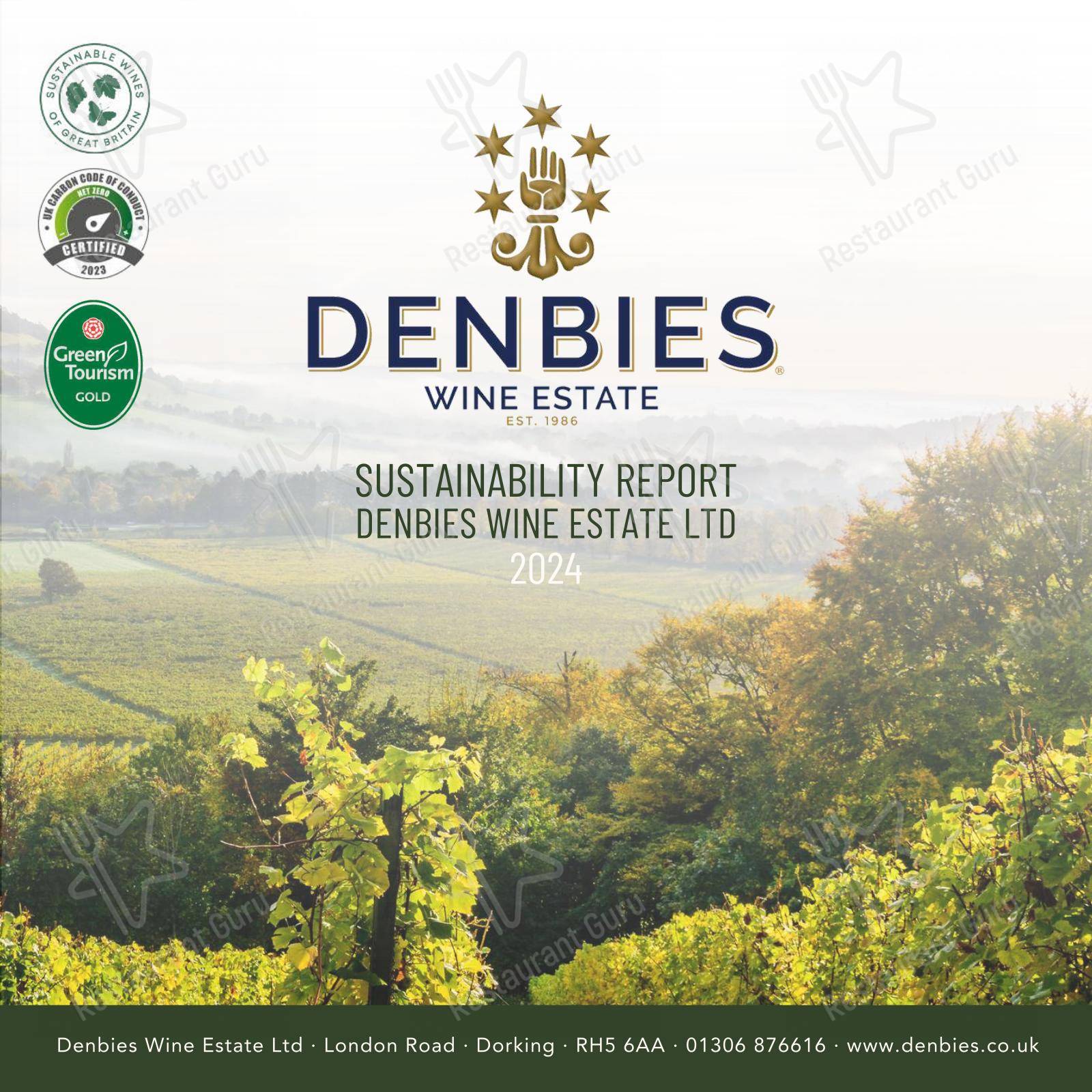 Menu at Denbies Wine Estate restaurant, Dorking