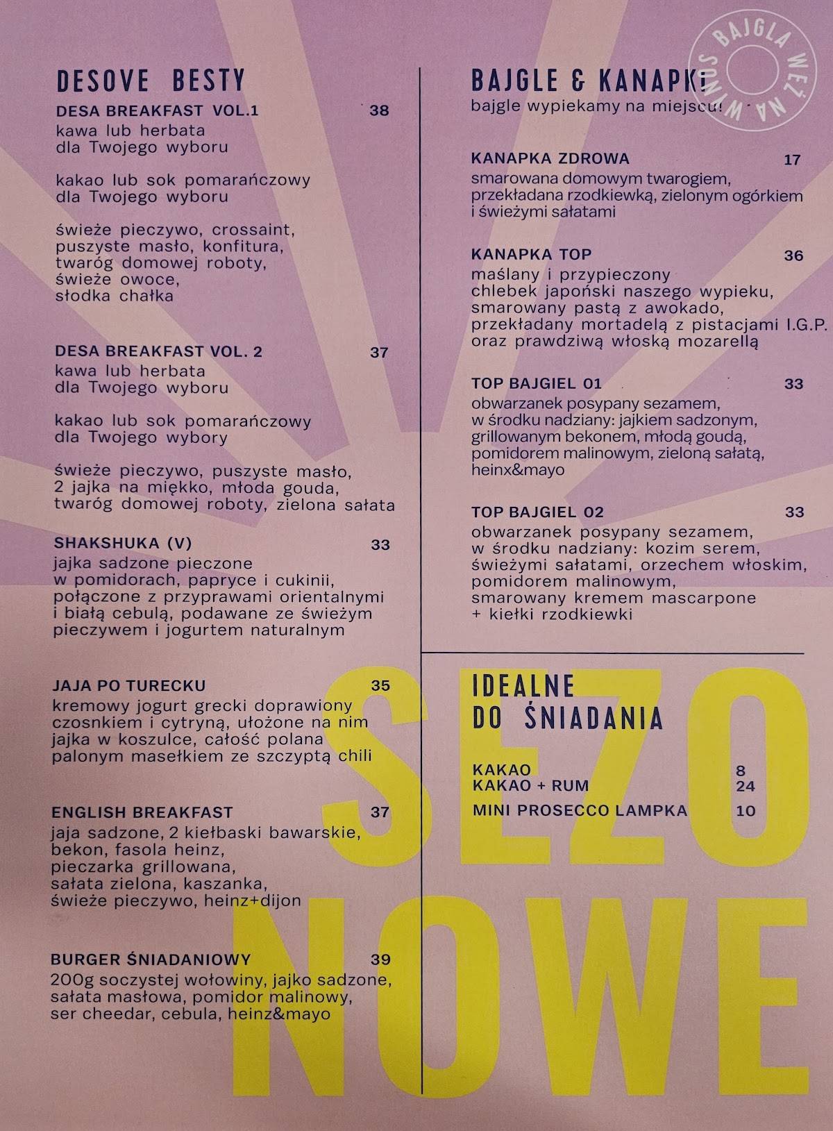 Menu at Desa Gastro Bar, Gliwice