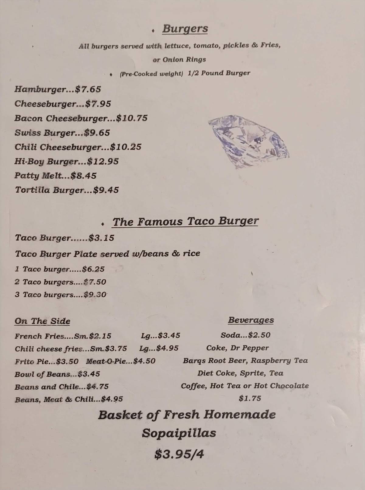 Menu at Desert Diamond Restaurant, Socorro