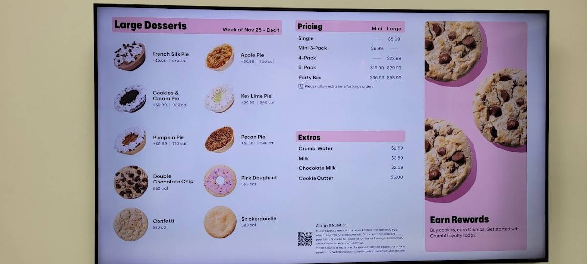 Menu at Crumbl - Dixie desserts, Mississauga