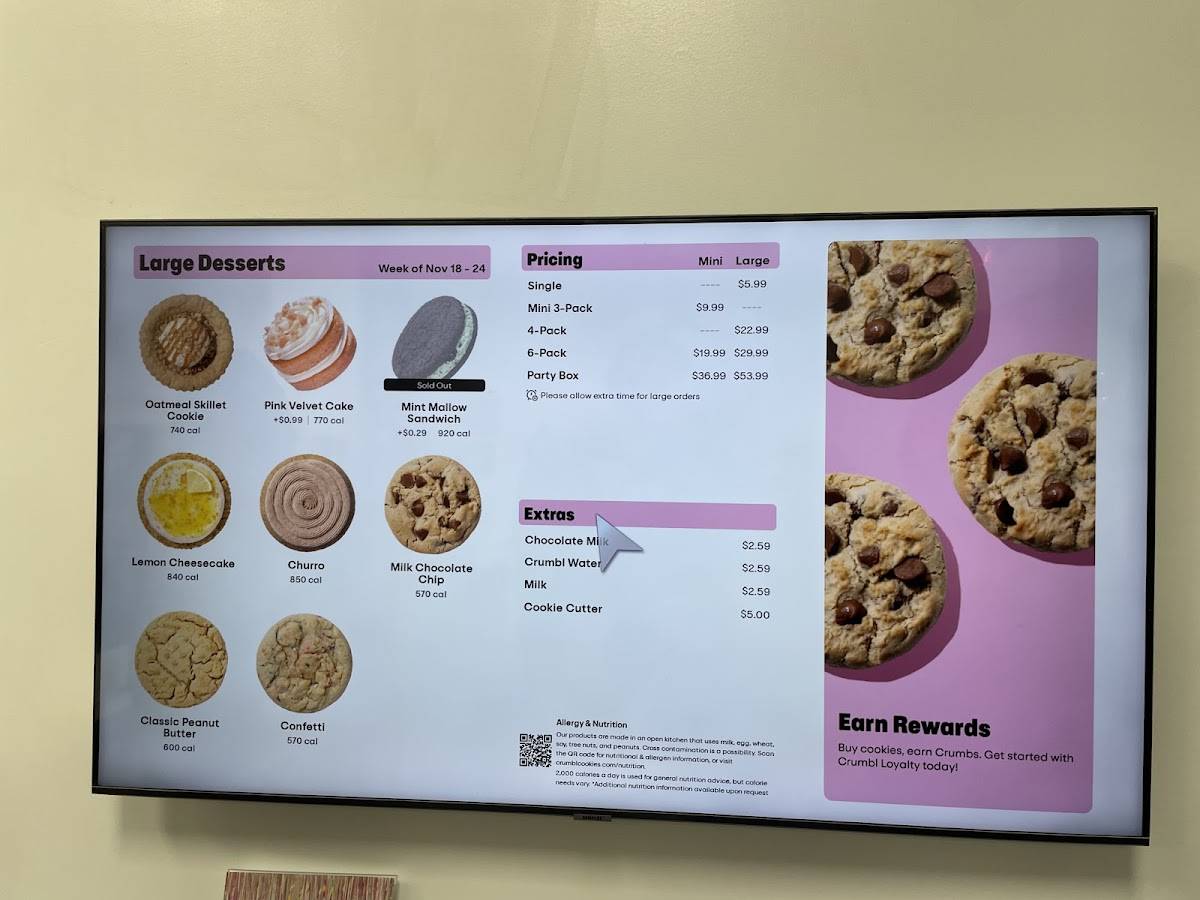Menu au Crumbl - Heartland desserts, Mississauga