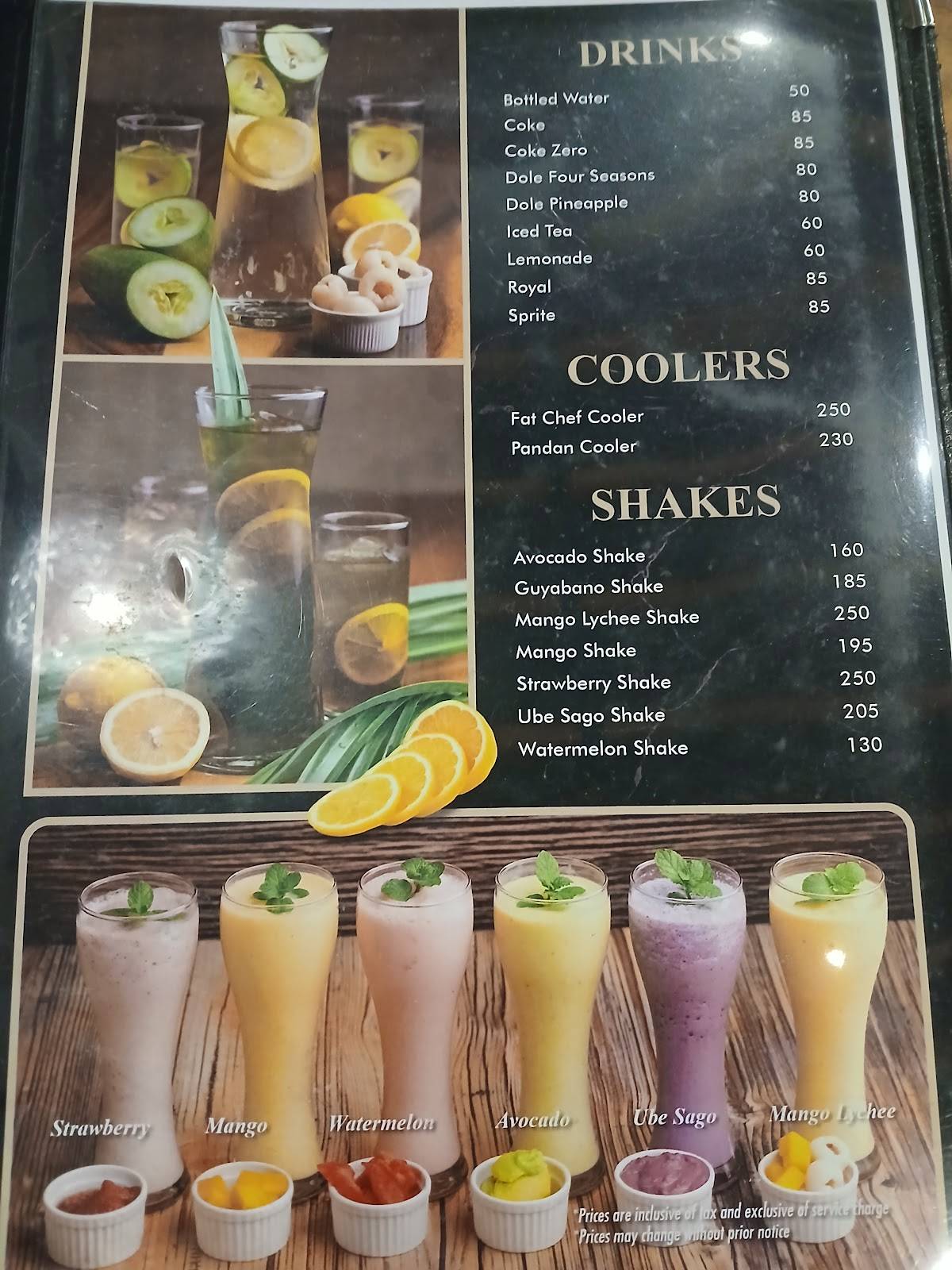 Menu at Fat Chef Restaurant, Cagayan de Oro