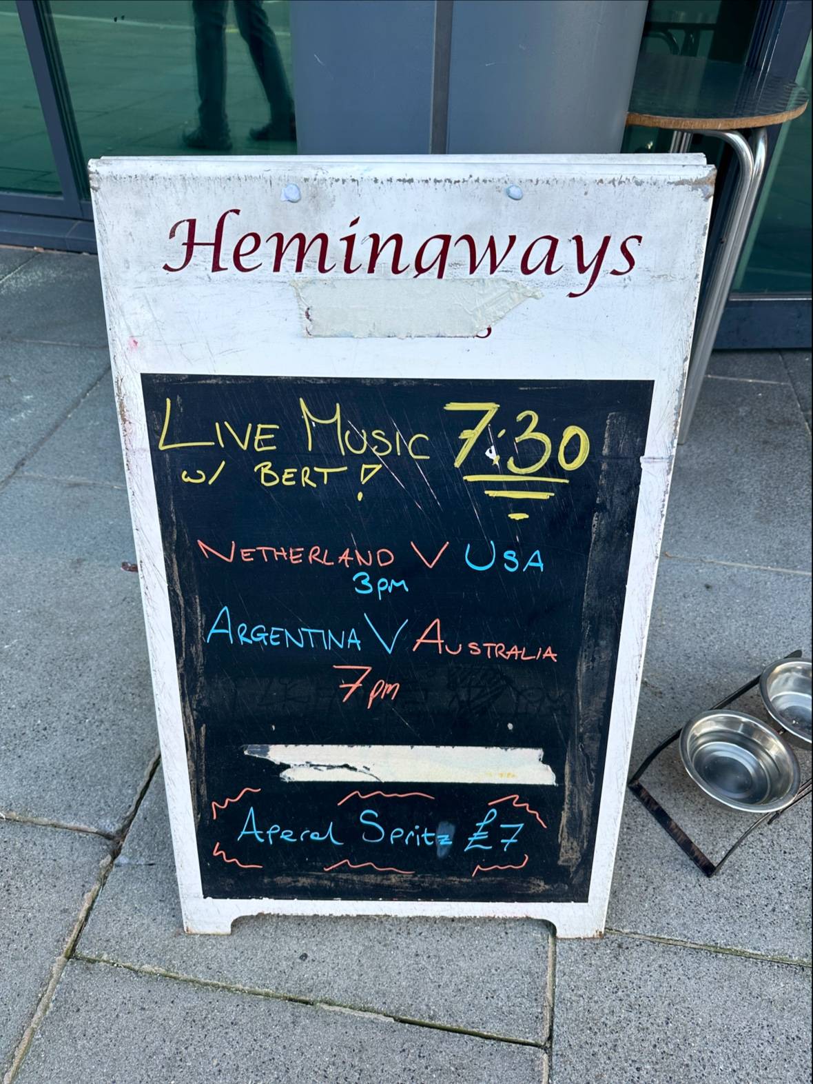 Menu at Hemingways Bar & Coffee House, Liverpool