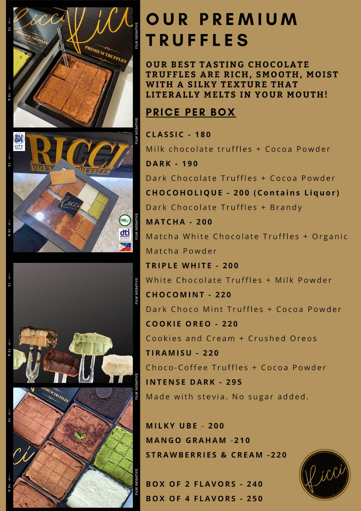 Menu at Ricci Chocolates - SM North Edsa desserts, Quezon City