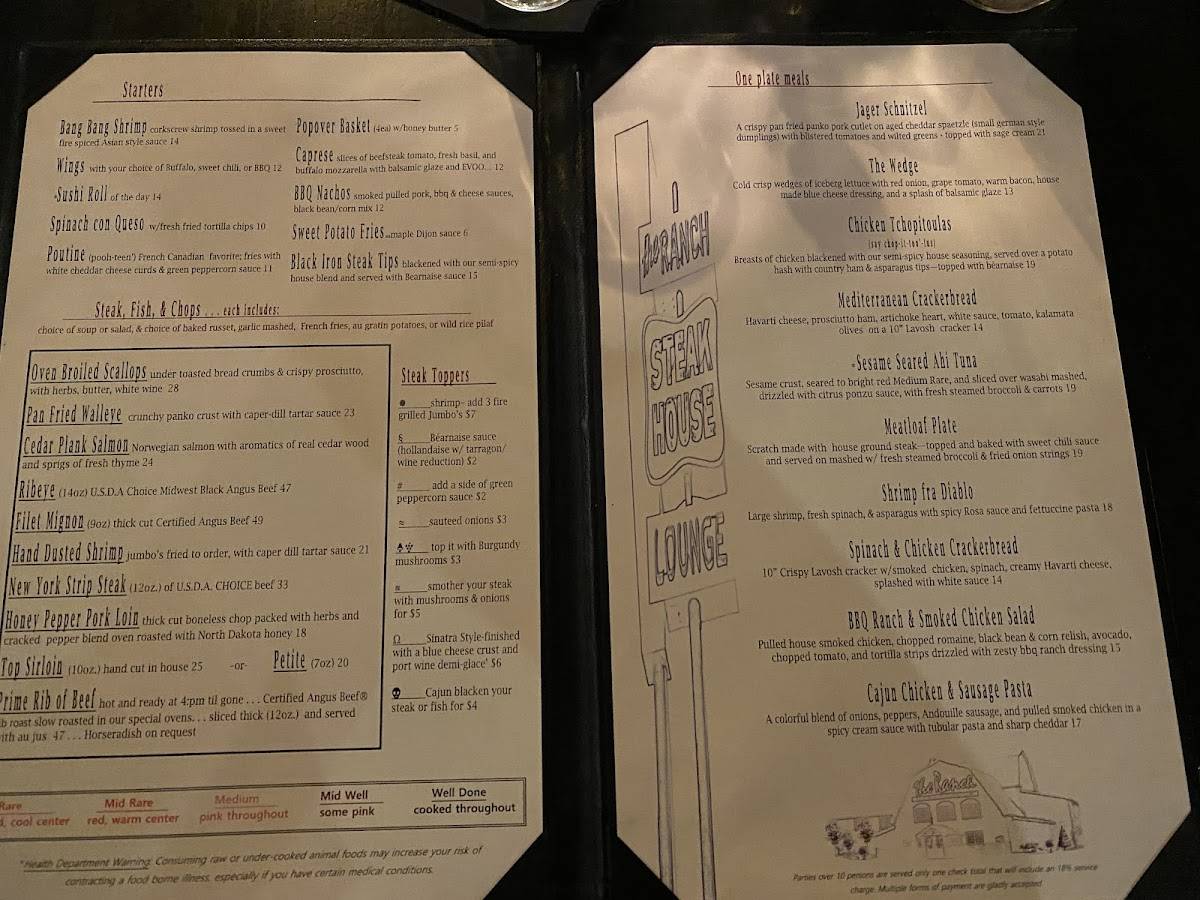 Menu at Ranch Steakhouse, Devils Lake, ND-20
