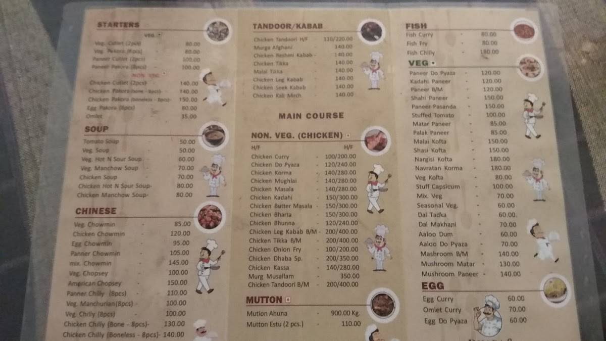 Menu at Dhaba & Kabab Wala, Patna, H. No