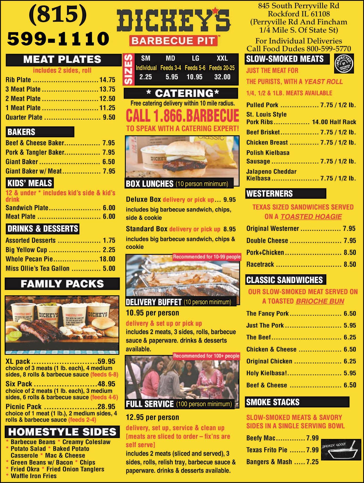 Menu at Dickey's Barbecue Pit, Rockford