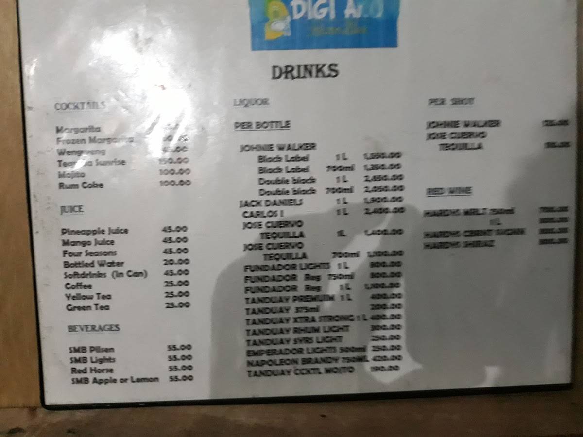 Menu at Digi Ako Resto Bar, Puerto Princesa