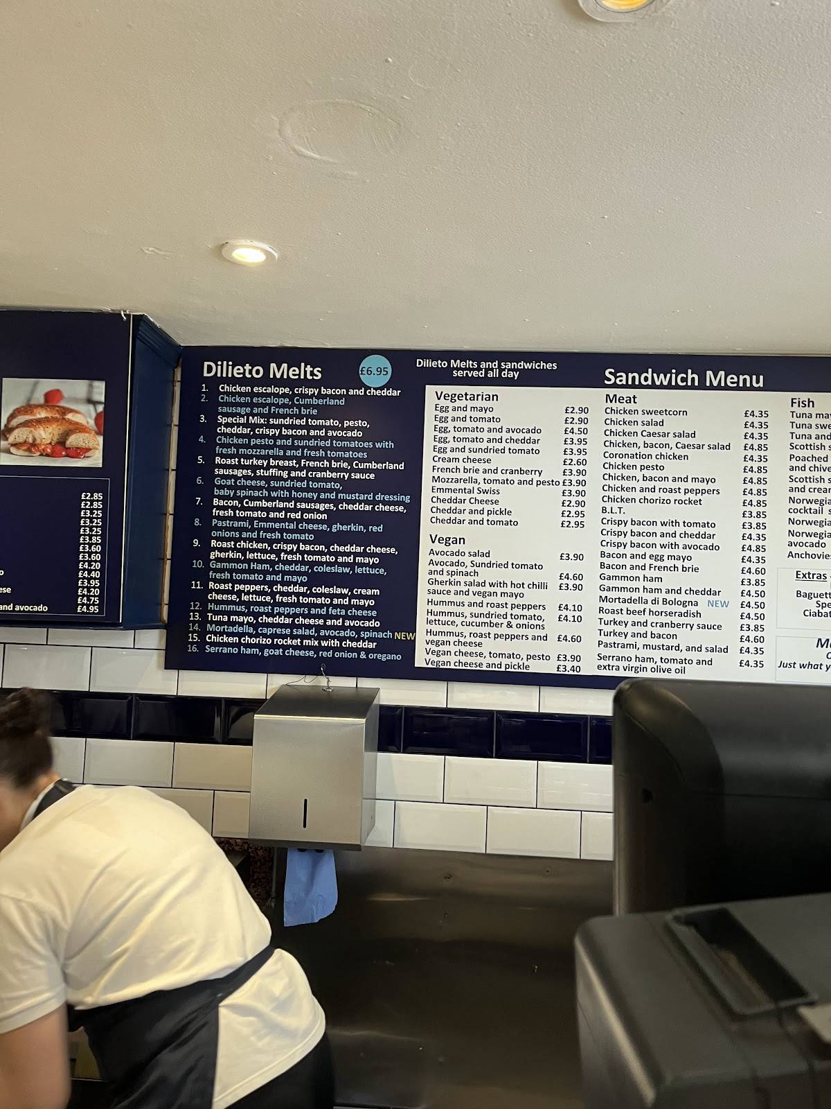 Menu at Dilieto fast food, London