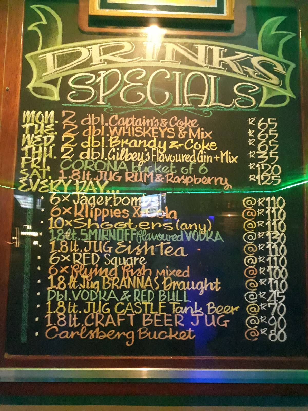 Menu at Dingo's Pub & Restaurant, Boksburg