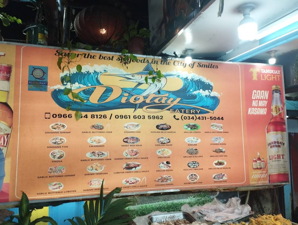 Menu at Diotay's Eatery restaurant, Bacolod