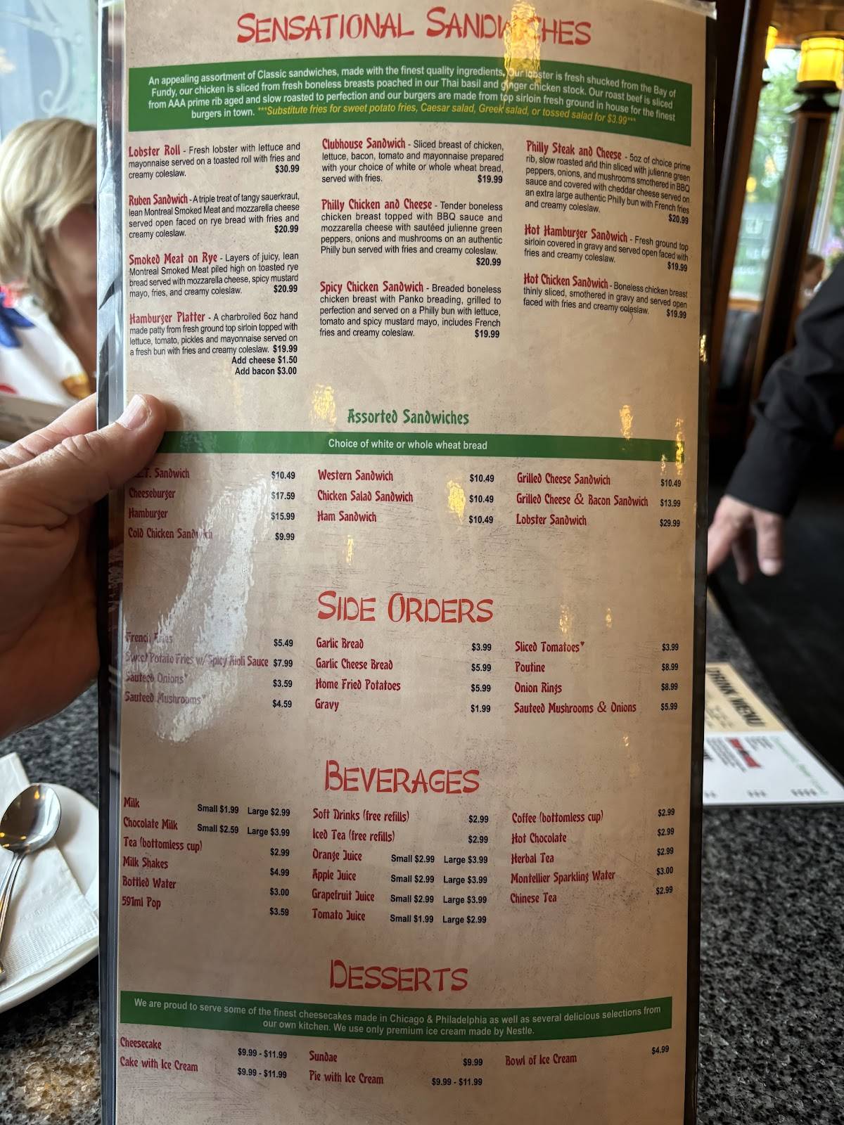 Menu at Diplomat Restaurant, Fredericton