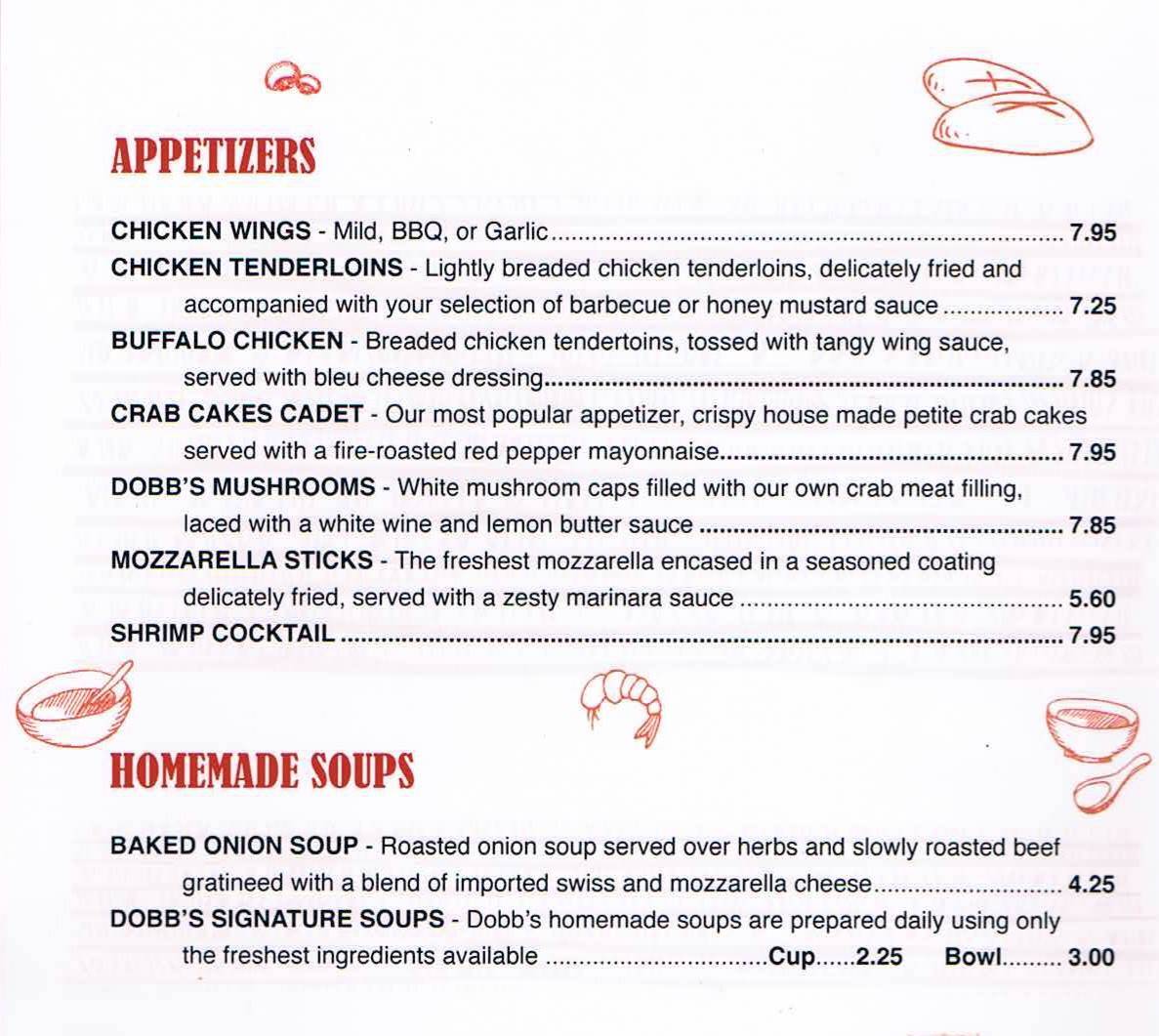 Menu at Dobb's Country Kitchen restaurant, Hallstead
