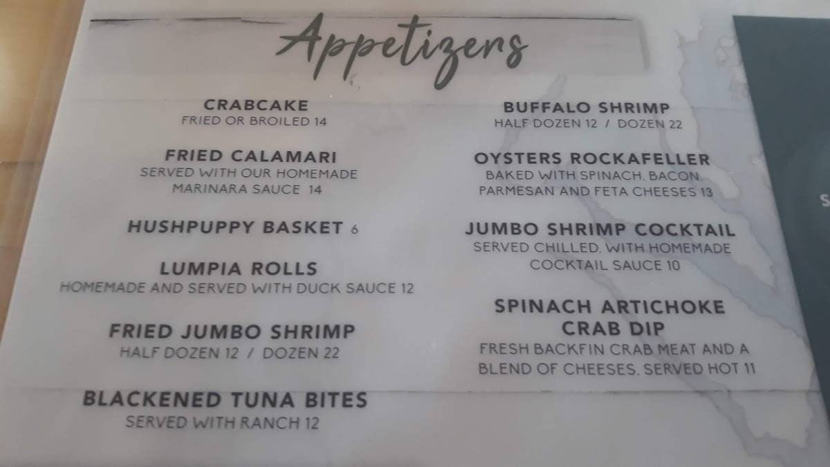 Menu at Dockside Seafood & Fishing Center restaurant, Virginia Beach