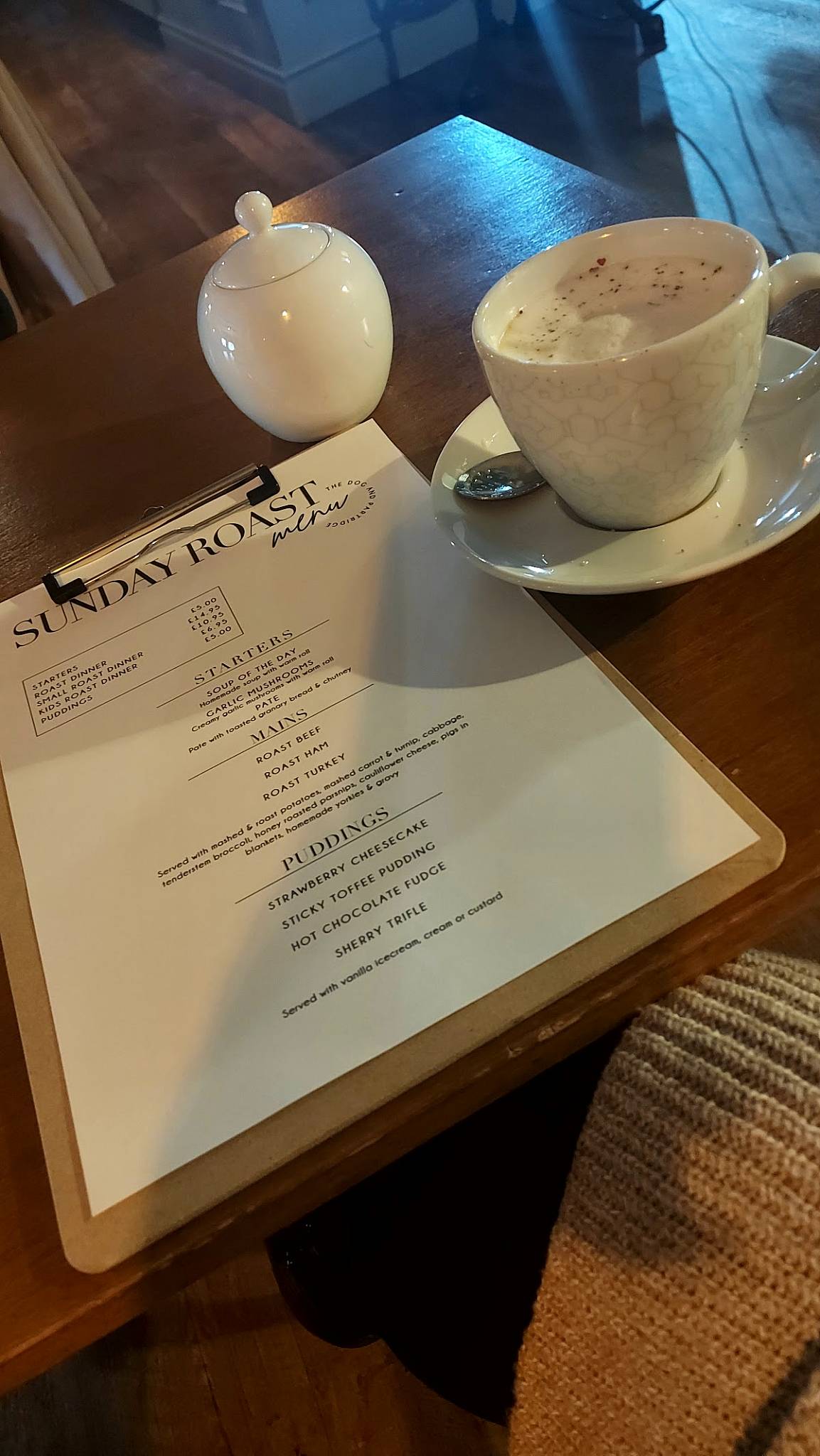Menu at Dog & Partridge Inn pub & bar, Whitehaven, Sandwith