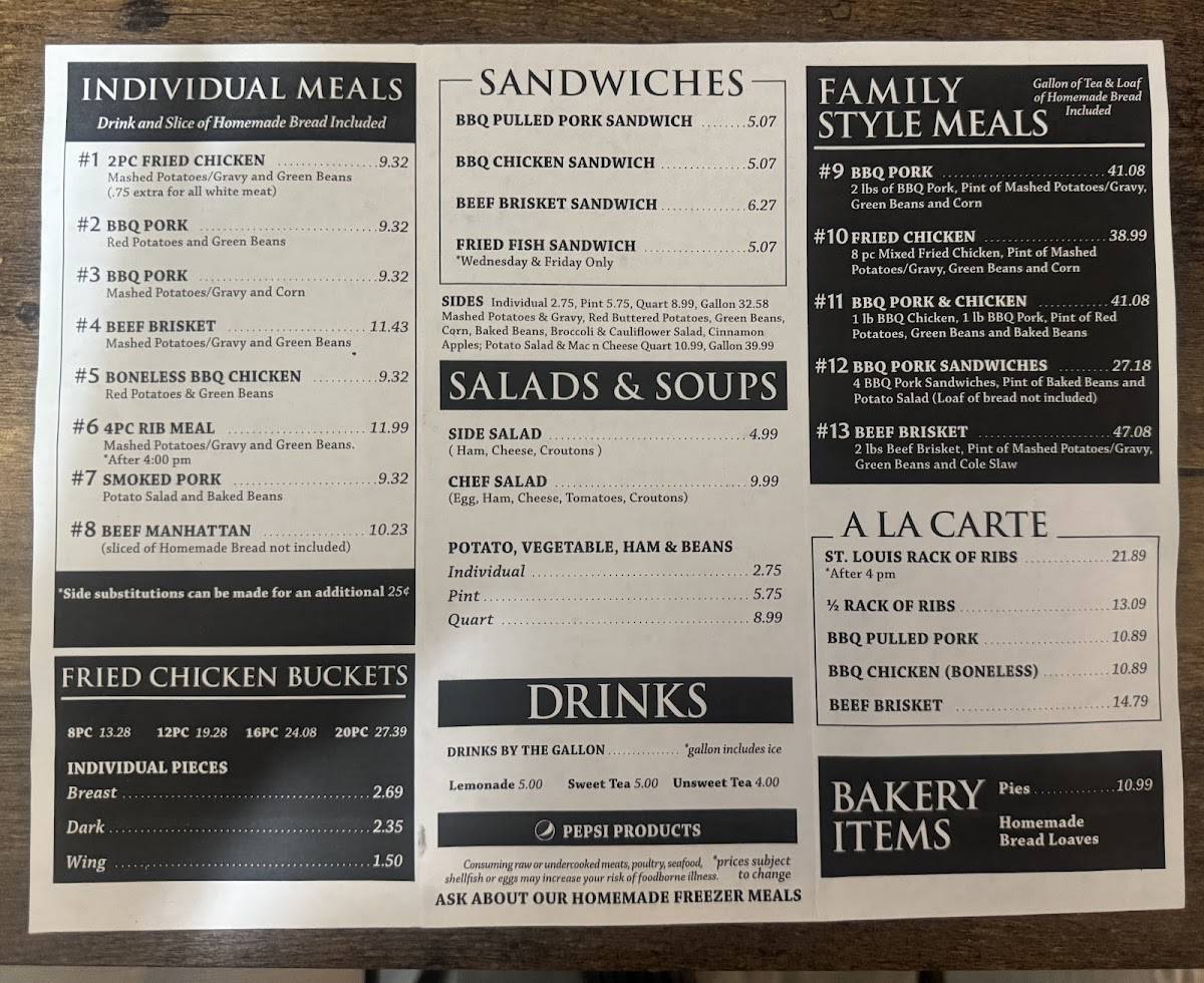Menu at Dogwood Barbeque, Vincennes