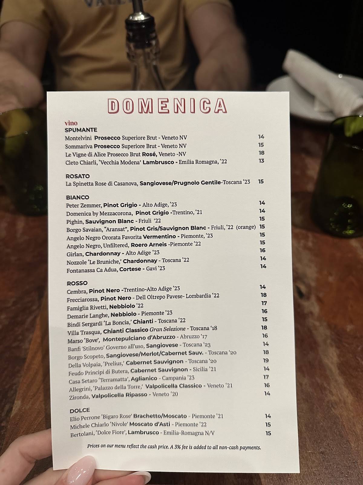Menu at Domenica pizzeria, New Orleans, 123 Baronne St